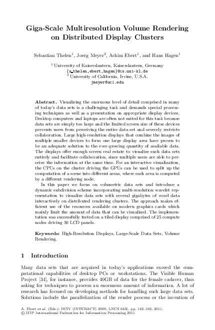 Pdf Giga Scale Multiresolution Volume Rendering On Distributed Display Clusters Achim Ebert