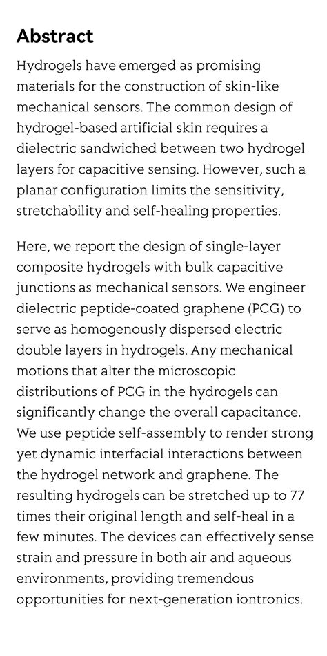 Hot Paper Stretchable And Self Healable Hydrogel Artificial Skin