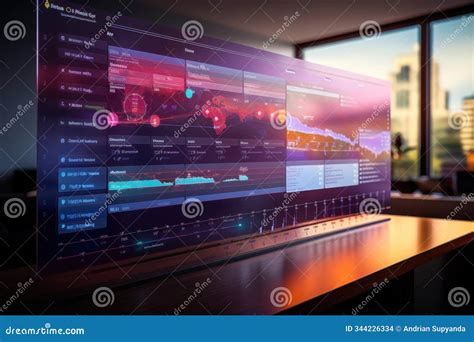 Data Visualization Interactive Dashboard With Global Map And Line Graphs Stock Illustration