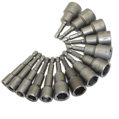 14pcs 6mm~19mm Professional Magnetic Nut Driver Set Metric Socket 14