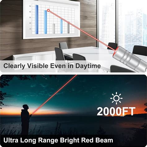 DCLIKRE Red Laser Pointer High Power With Silver Shell Rechargeable Strong Red Lights Laser Grid