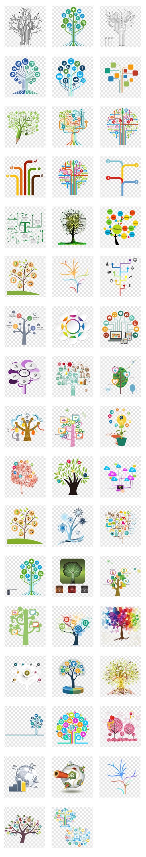 Ppt树状图大树目录序列png设计模版