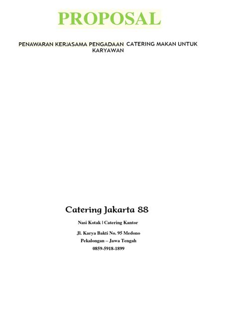 Proposal Kerjasama Catering Perusahaan Catering Jakarta 88 Pdf