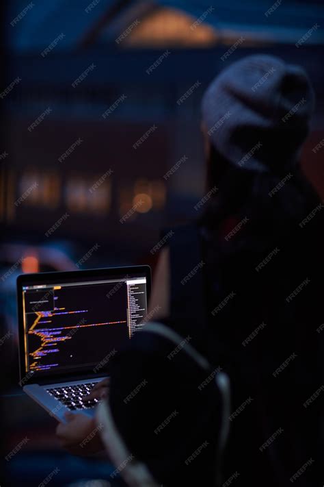 Premium Photo | Hacker night and programming with person and laptop screen for ransomware cyber ...