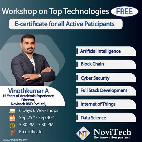 Novitech Randd Pvt Ltd 🎉 Exciting News Get A Free E Certificate For Every Program You