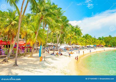 Tropical Palawan Beach On Sentosa Island Singapore Editorial Stock