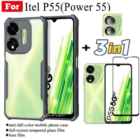 IN Itel P Anti Fall Mobile Phone Case For Itel Power Itel A Tempered Glass Film Lens