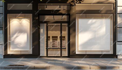 Premium Photo White Storefront Blank Showcases Empty New Shop Facade