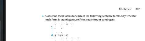 7 Construct Truth Tables For Each Of The Following