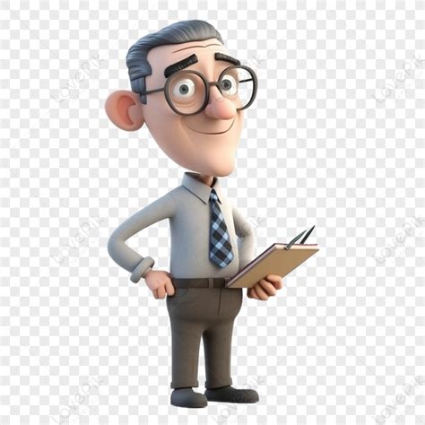 남성 교사 캐릭터의 귀여운 만화 3d 일러스트기르다만화 칠판 Png 일러스트 무료 다운로드 Lovepik