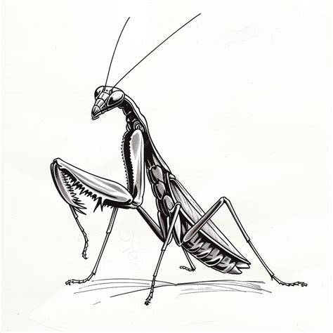 Premium Photo Praying Mantis Isolated Pencil Drawing On White Paper