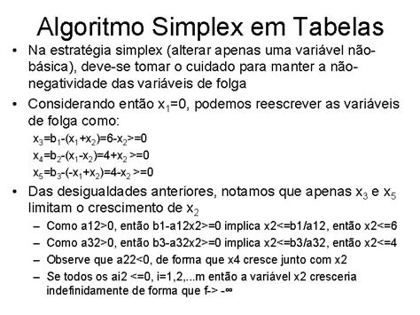 Algoritmo Simplex Em Tabelas Prof Ricardo Santos Algoritmo