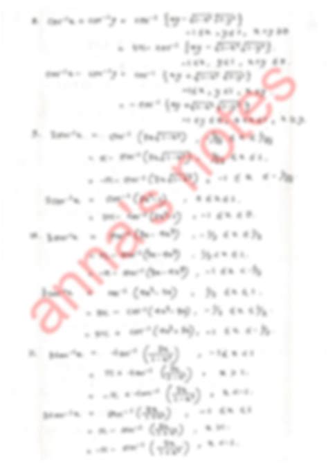 Solution Calculus Chapter Inverse Trigonometric Functions Handwritten