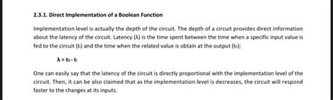 Solved 231 Direct Implementation Of A Boolean Function