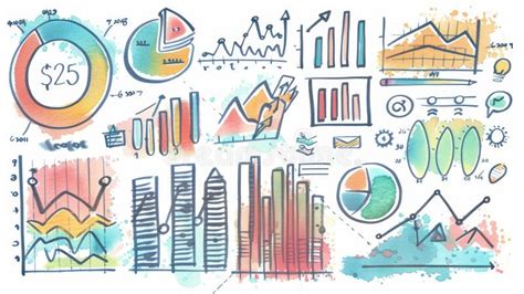 A Vibrant And Colorful Illustration Of Handdrawn Charts Graphs And