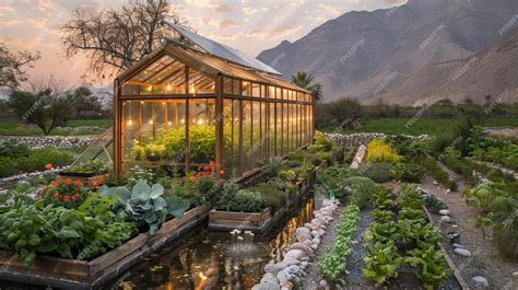Premium Photo Solarpowered Aquaponic Greenhouse A Background