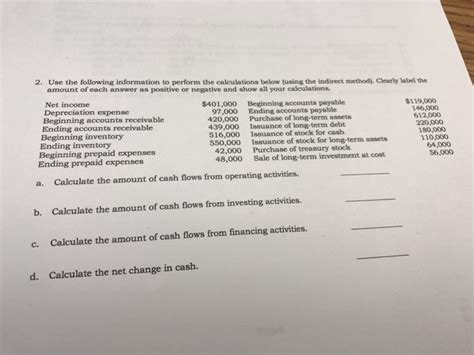 Solved Use The Following Information To Perform The