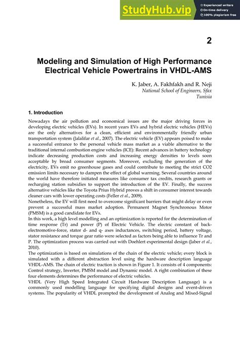 Aalborg Universitet Electrical Vehicle Design And Modeling Pdf