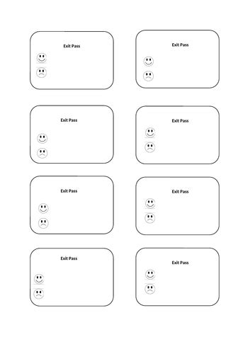 Exit Pass Template Teaching Resources