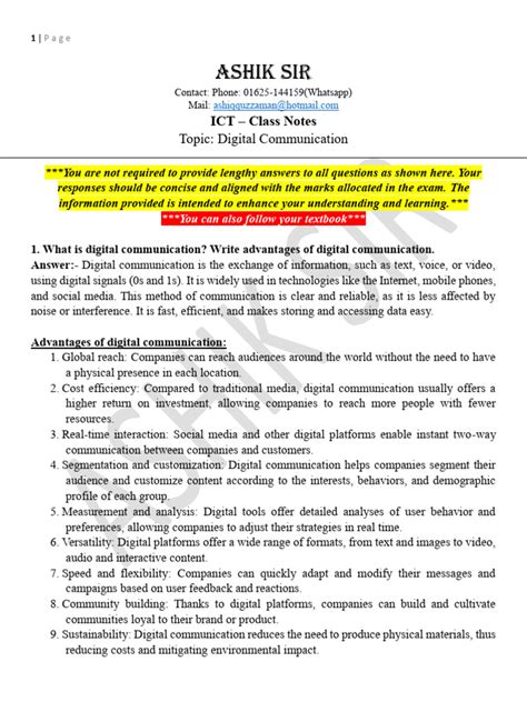 Ict Digital Communication Notes 1 Pdf Wi Fi Wireless
