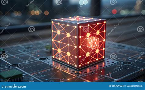 Large Language Model Deep Learning Computation Glowing Holographic Cube With Intricate Patterns