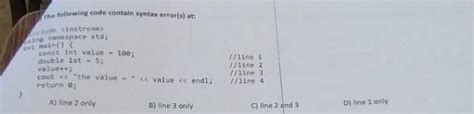 solved 2 fre followingl code contain syntax error s at