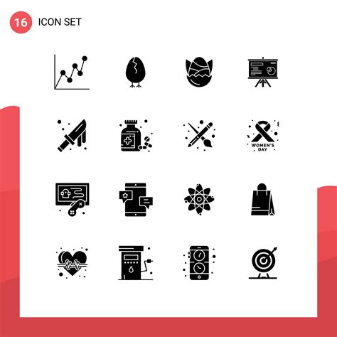 Stock Vector Icon Pack Of 16 Line Signs And Symbols For Cut Graph Chicken Projector Presentation