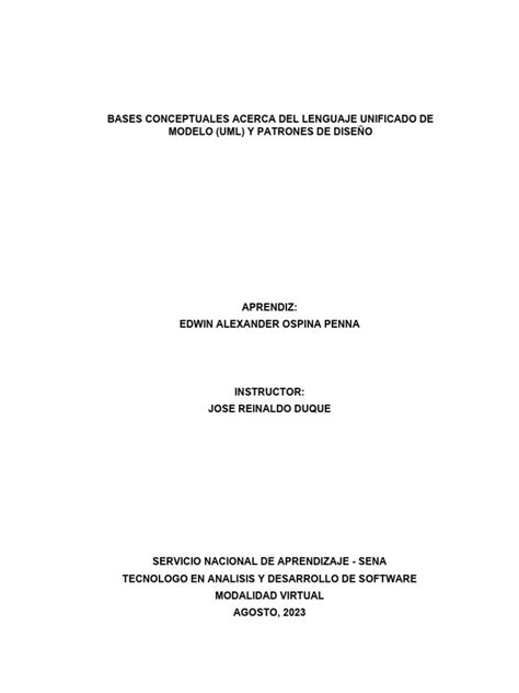 Bases Conceptuales Acerca Lenguaje Unificado Modelado Uml Y Patrones Diseño Pdf Lenguaje De