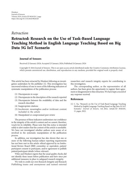Pdf Retracted Research On The Use Of Task Based Language Teaching