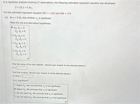 Solved Regression Analysis Involving 27 Observations The