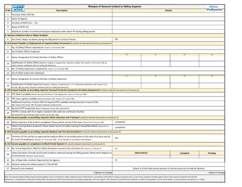 Safety Clearance Format Pdf