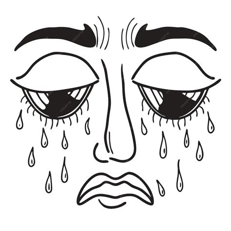 Sad Face Vector Illustration With Teardrops Expressing Emotion And