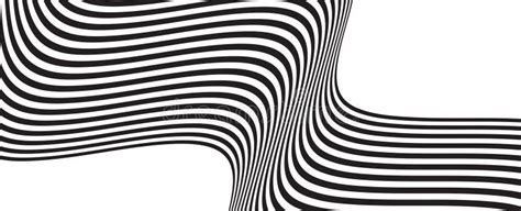 Dynamic Black And White Wavy Lines Create An Abstract Visual Pattern Stock Illustration