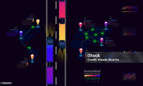 트럭 운송 관련 회사 공장 세계지도 마크 포인트 요약 그래프 차트 데이터와 인포 그래픽 디자인 벡터 일러스트 레이 션 Eps10 0명에 대한 스톡 벡터 아트 및 기타 이미지