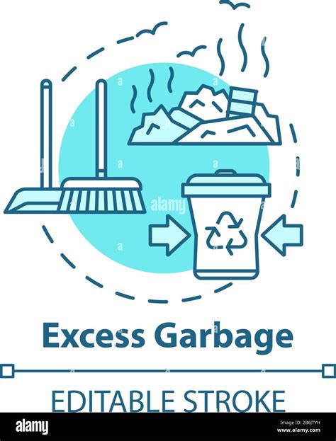 Excess Garbage Concept Icon Trash And Rubbish Dustbins And Landfill Sanitation Cleaning