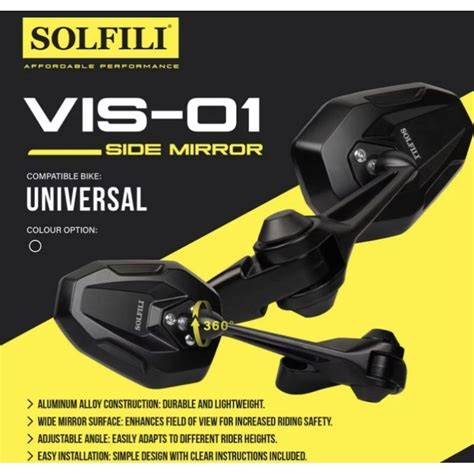 Original Solfili Side Mirror Vis 01 Black Universal Use Shopee Malaysia