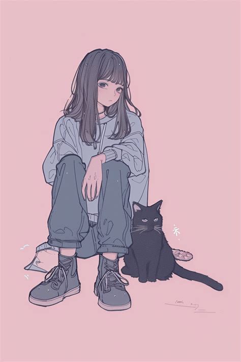 Minimalist Anime Girl Wallpaper Etsy