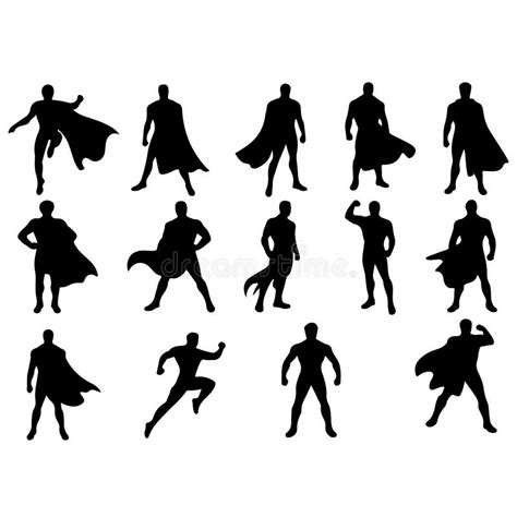 Superhero Silhouette Various Poses Stock Illustrations 15 Superhero