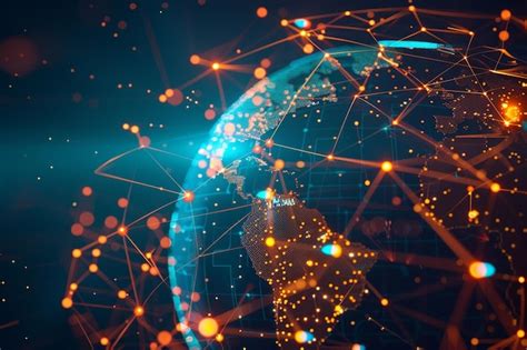 Global Network Digital World Map Premium Ai Generated Image