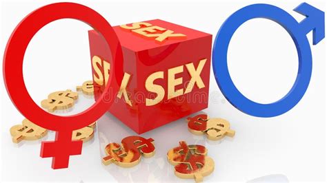 Red Cube With Sex Concept And Male Female Gender Symbols Stock