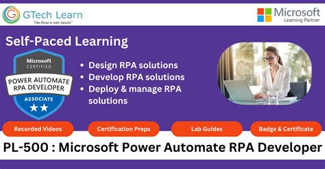 Pl 500 Sp Self Paced Microsoft Power Automate Rpa Developer