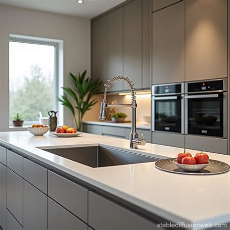 Modern Kitchen Design Emphasis Stable Diffusion Online