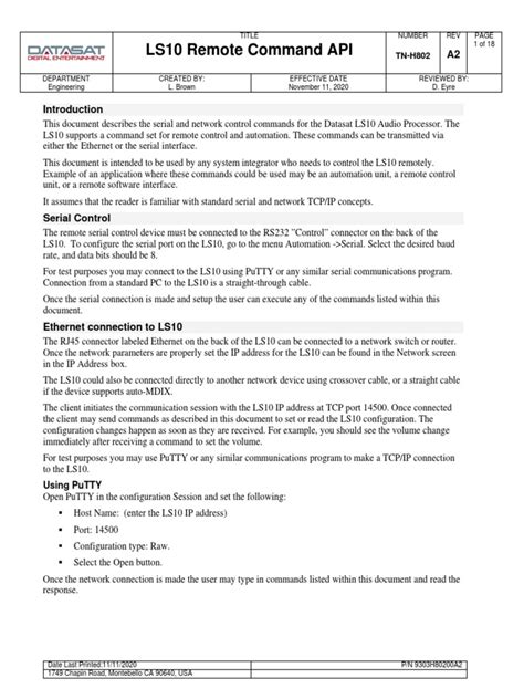 Tn H802 Rev A2 Ls10 Remote Command Api Pdf