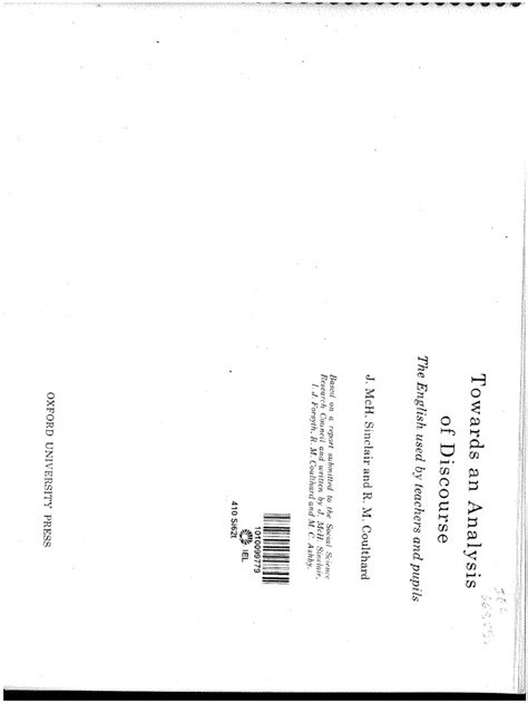 Towards An Analysis Of Discourse Pdf