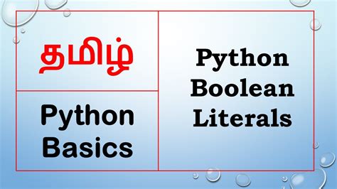 Tamil Python Boolean Literals Youtube