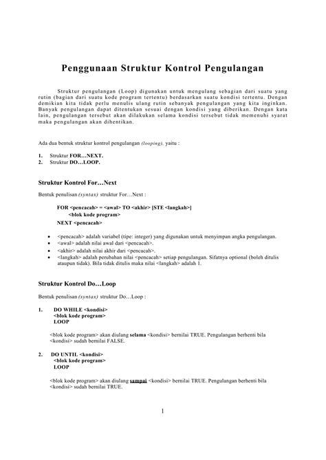Struktur Kontrol Perulangan Pdf