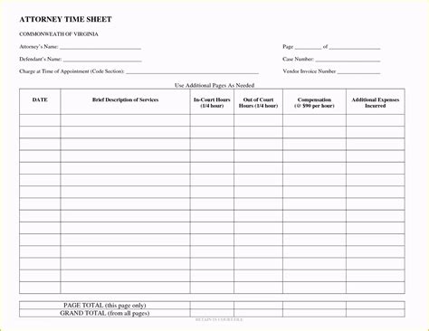 Attorney Timesheet Template Word