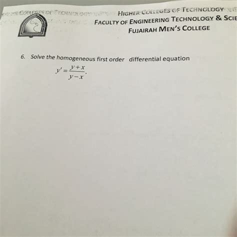 Solved Solve The Homogeneous First Order Differential
