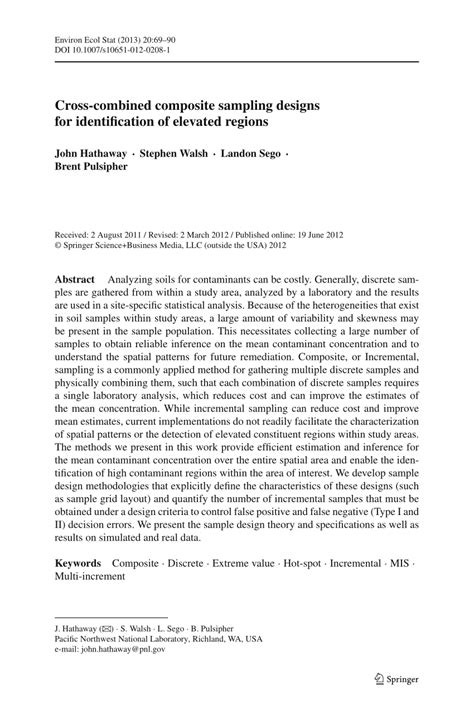 Pdf Cross Combined Composite Sampling Designs For Identification Of Elevated Regions
