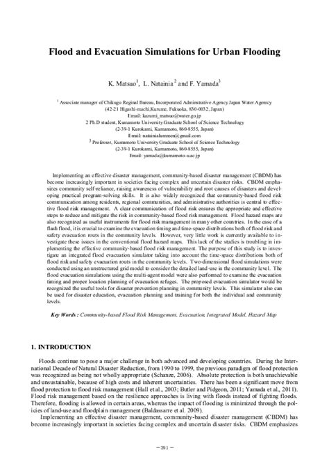 Pdf Flood And Evacuation Simulations For Urban Flooding